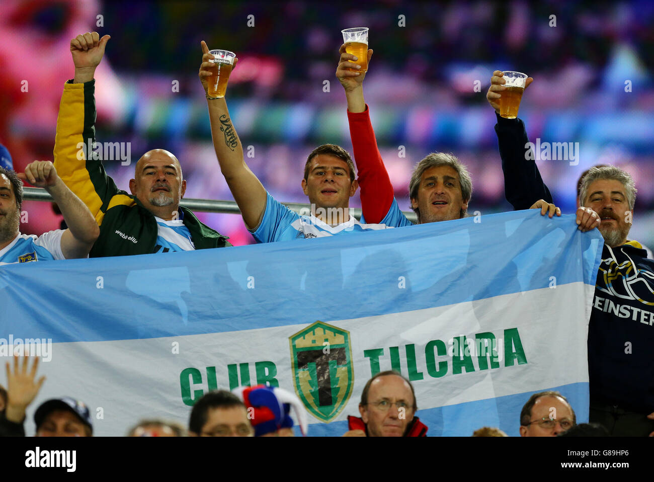 Rugby fans during the Rugby World Cup match at The Olympic Stadium ...