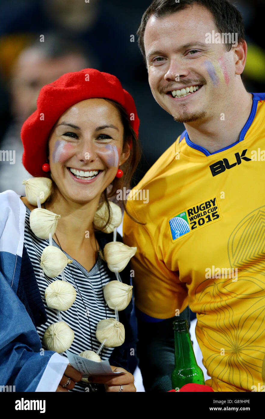 France fans during the Rugby World Cup match at The Olympic Stadium ...