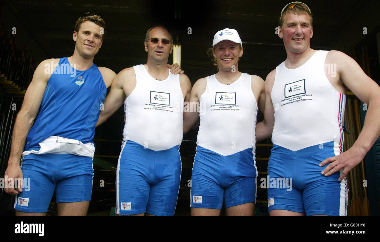 (Left to right) James Cracknell, Sir Steve Redgrave, Tim Foster, and ...