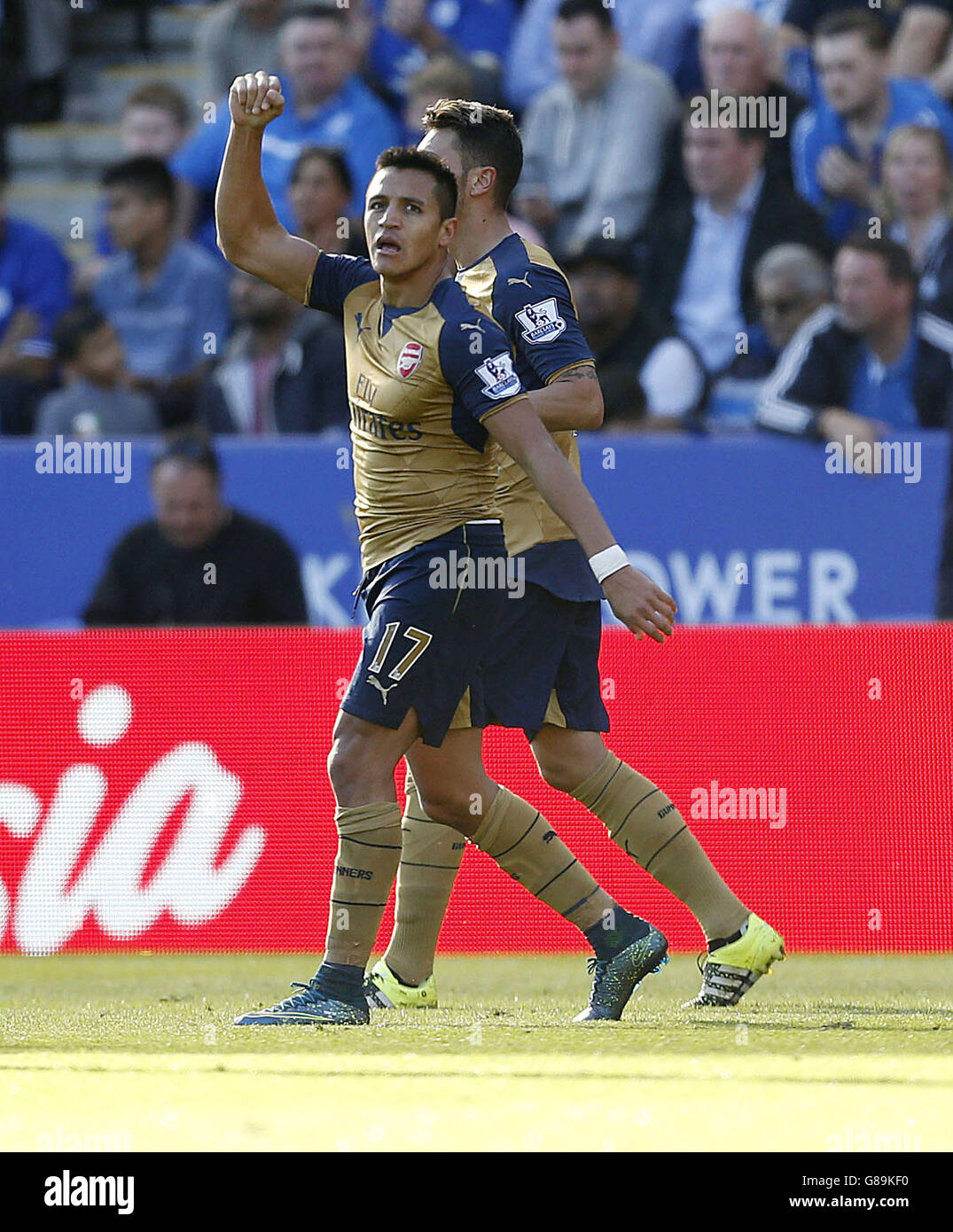 Arsenal's Alexis Sanchez celebrates scoring their third goal during the ...