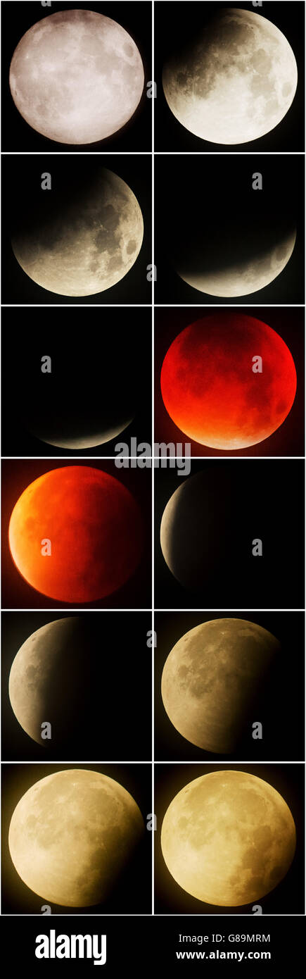 A composite image of a blood red "supermoon" in the skies above Falkirk ...