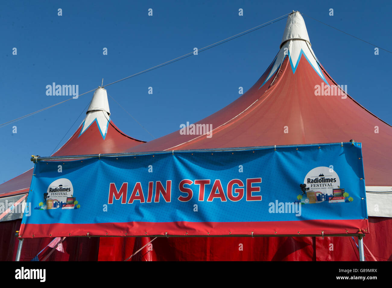 Main stage tent at Radio Times Festival in Hampton Court, London Stock ...