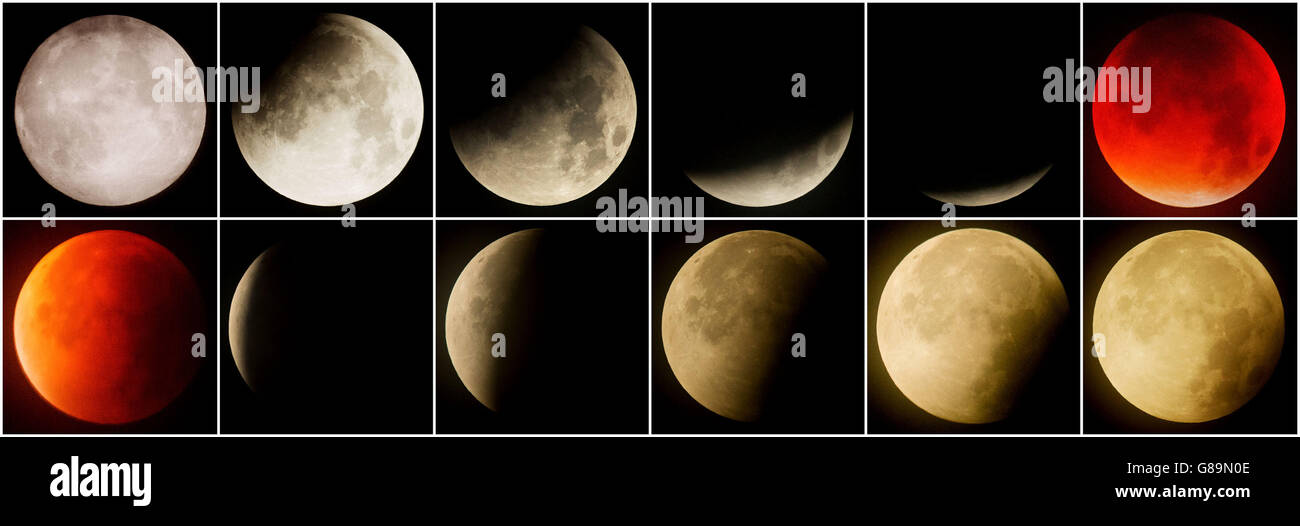 A composite image of a blood red "supermoon" in the skies above Falkirk ...