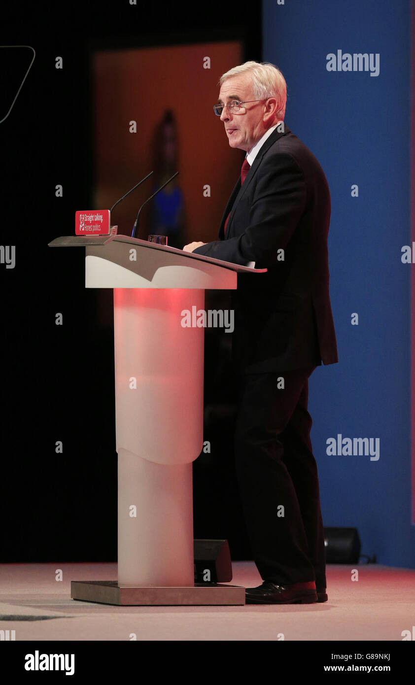 Shadow Chancellor John McDonnell making his keynote speech to the ...