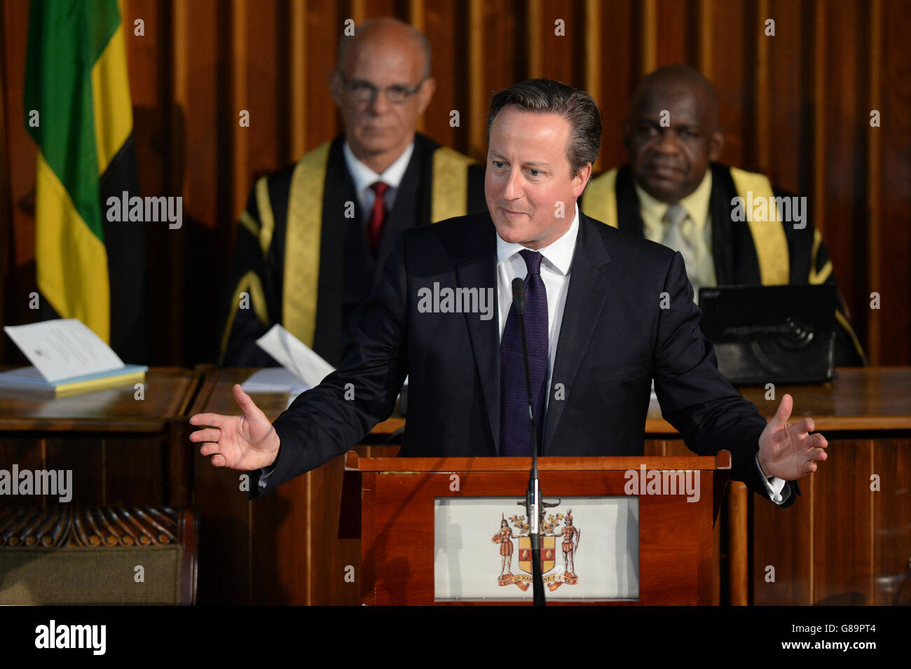 Prime Minister David Cameron addresses a joint sitting of parliament at ...