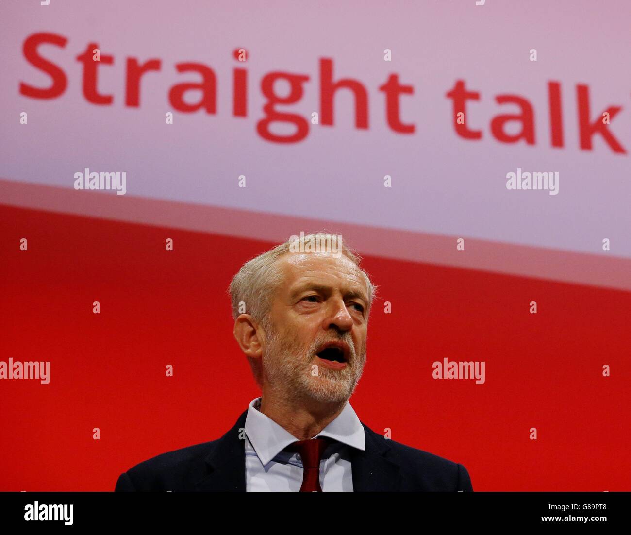 Labour leader Jeremy Corbyn sings 'The Red Flag' at the end of final ...