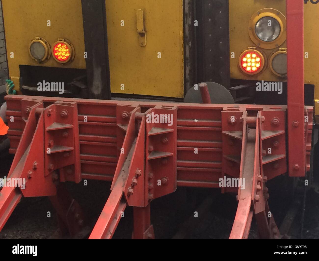 Train hit buffers at King's Cross Stock Photo - Alamy