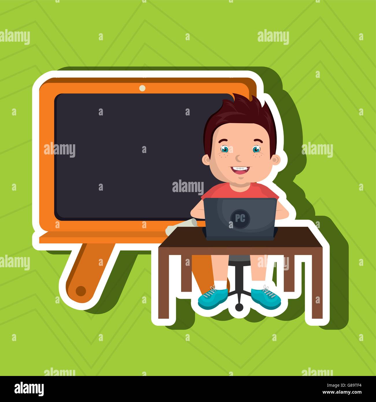 Children using laptop at school design Stock Vector Image & Art - Alamy