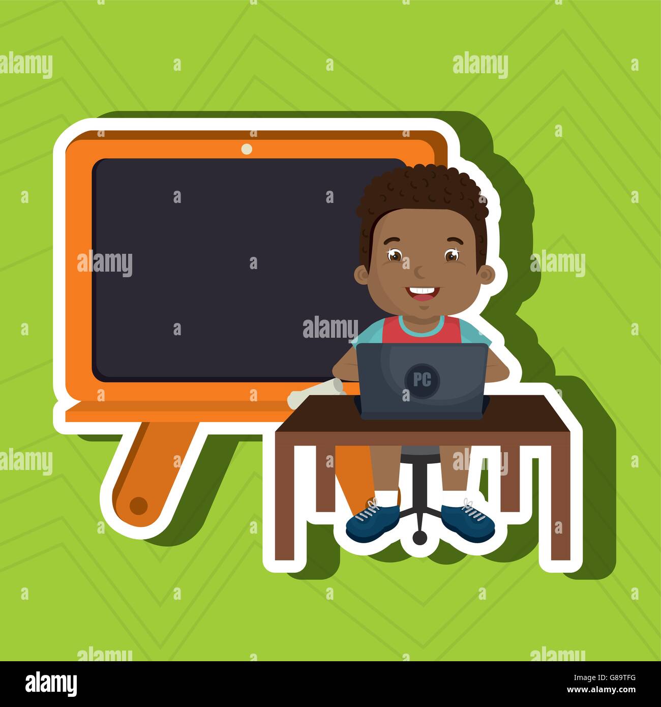 Children using laptop at school design Stock Vector Image & Art - Alamy
