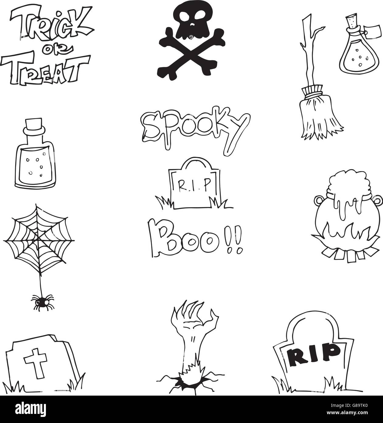 Halloween doodle element zombie tomb Stock Vector Image & Art - Alamy