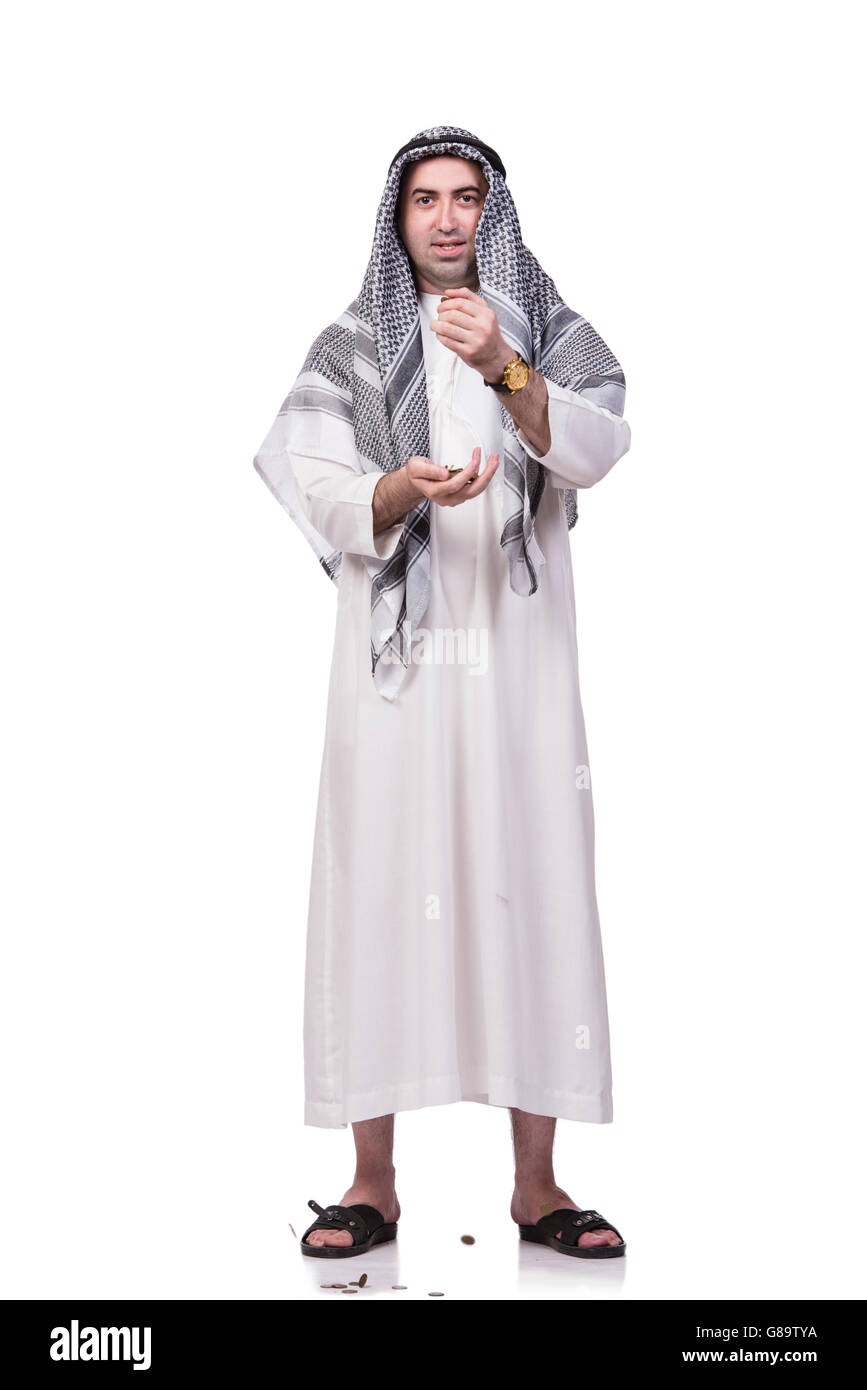 Arab throwing coins isolated on white Stock Photo - Alamy