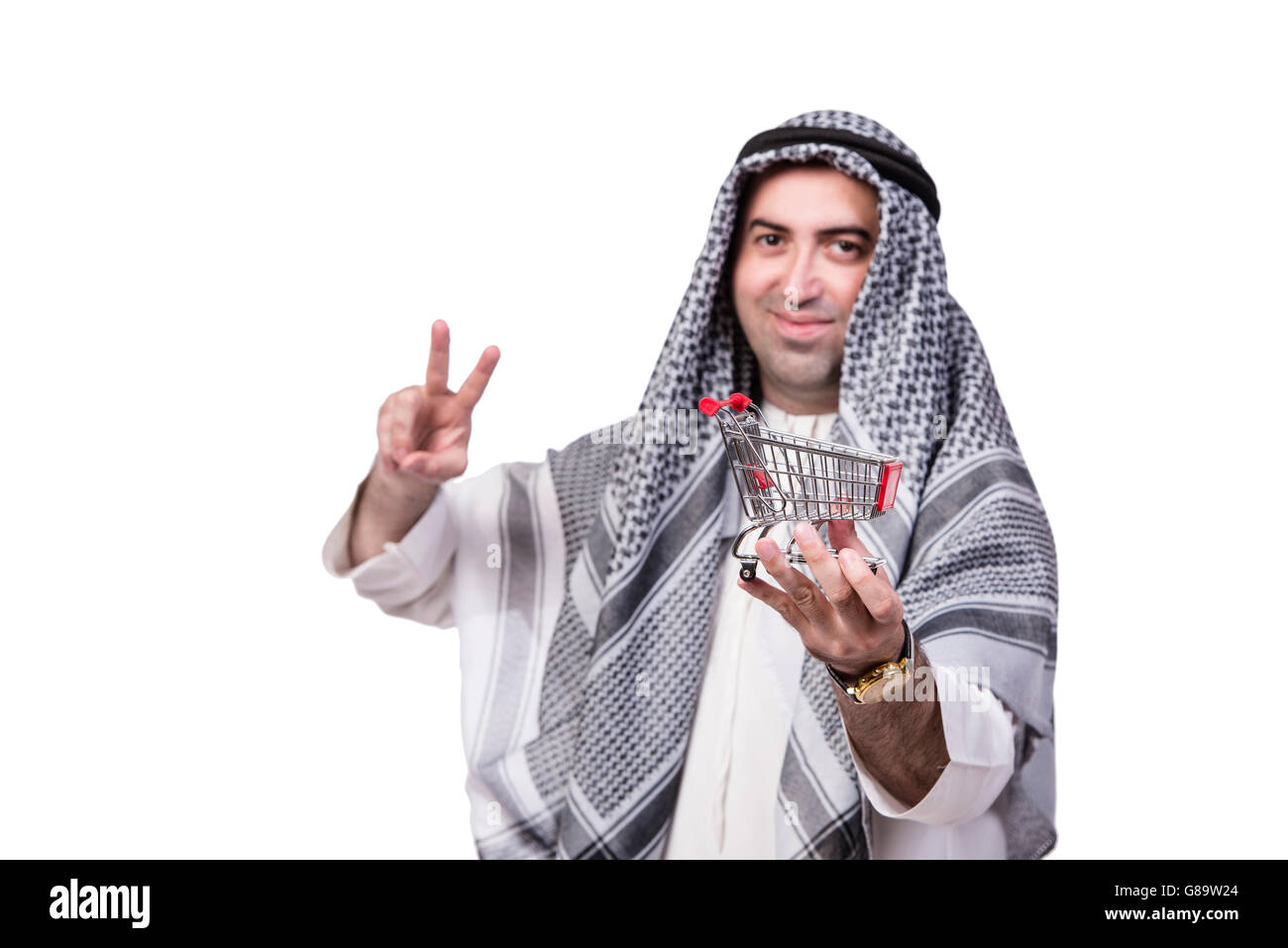 Arab man shopping cart trolley hi-res stock photography and images - Alamy