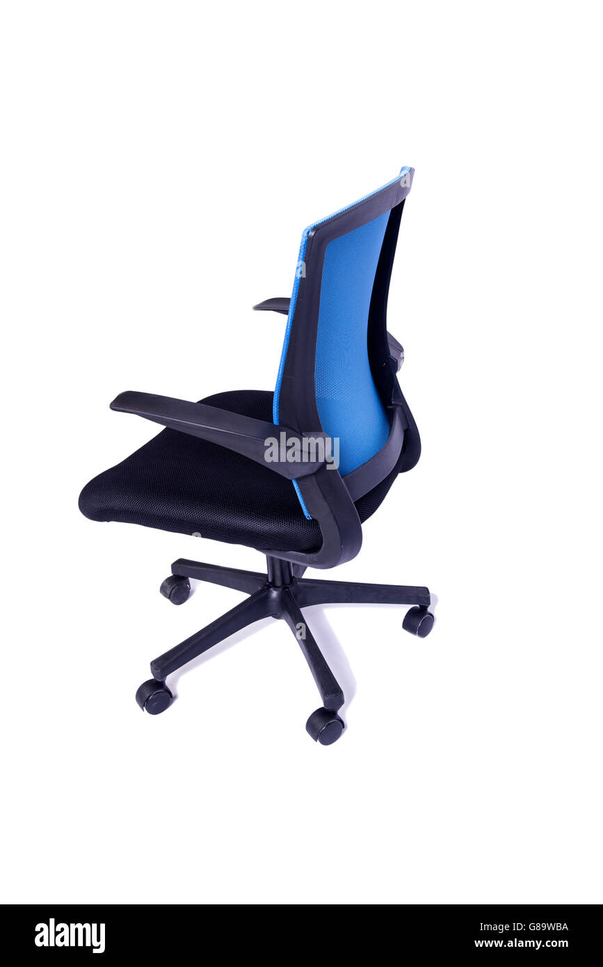Blue office chair isolated on the white background Stock Photo - Alamy
