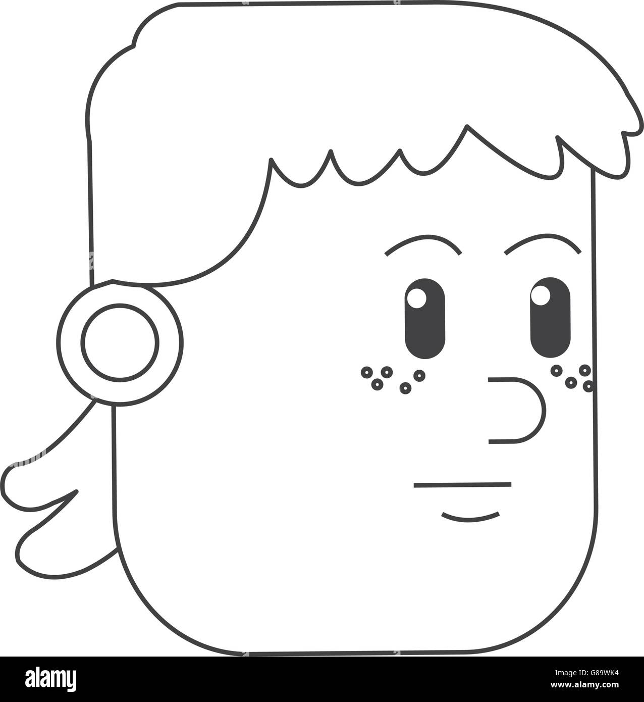 Blank human face cartoon illustration Black and White Stock Photos ...