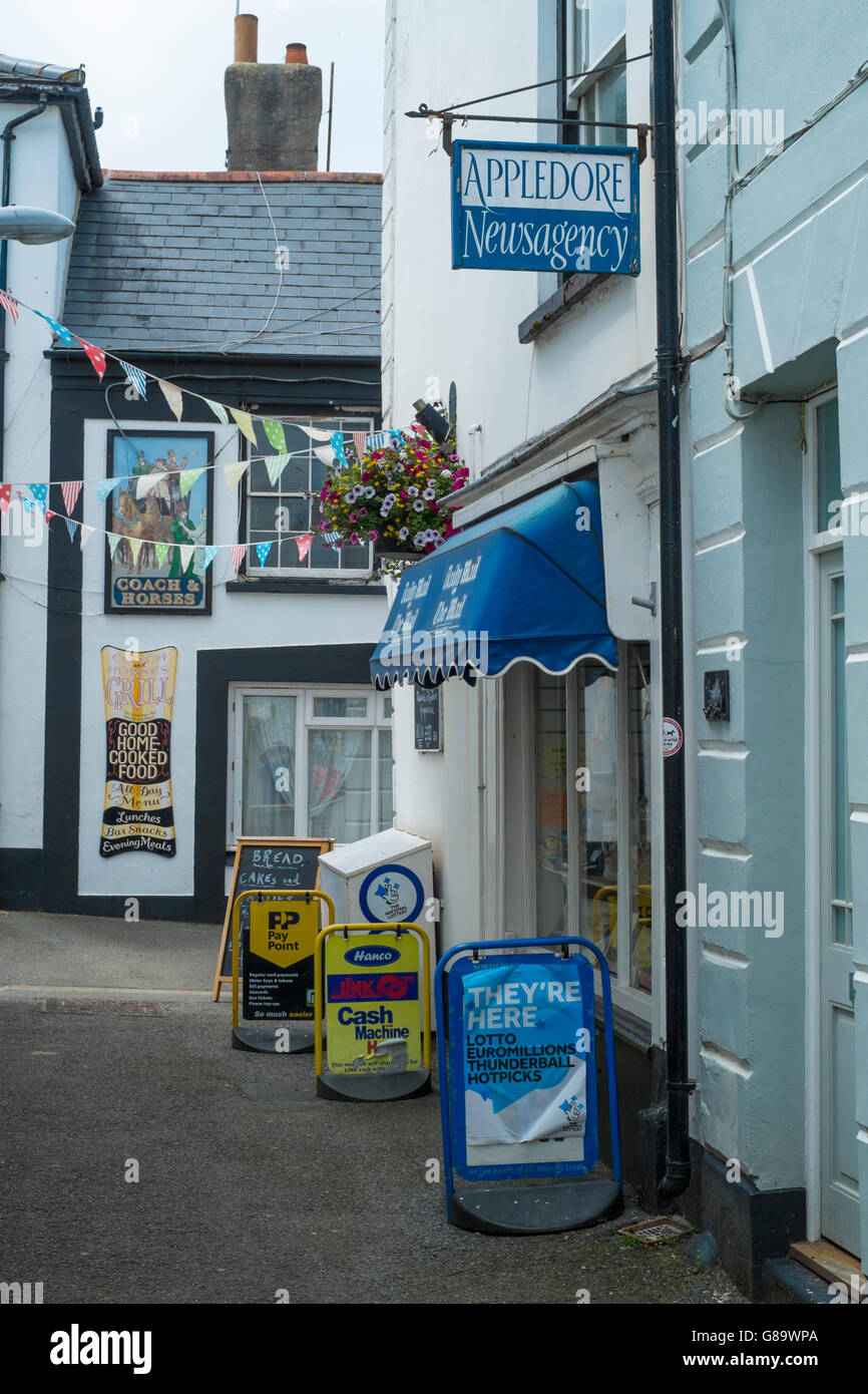 Appledore, a seaside village in North Devon England UK newsagents shop ...