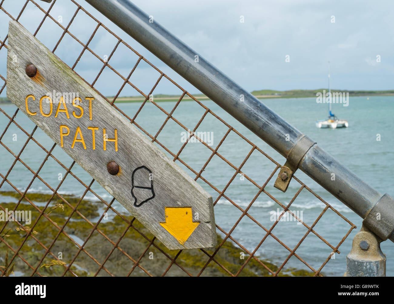 Appledore, a seaside village in North Devon England UK Coast path sign ...