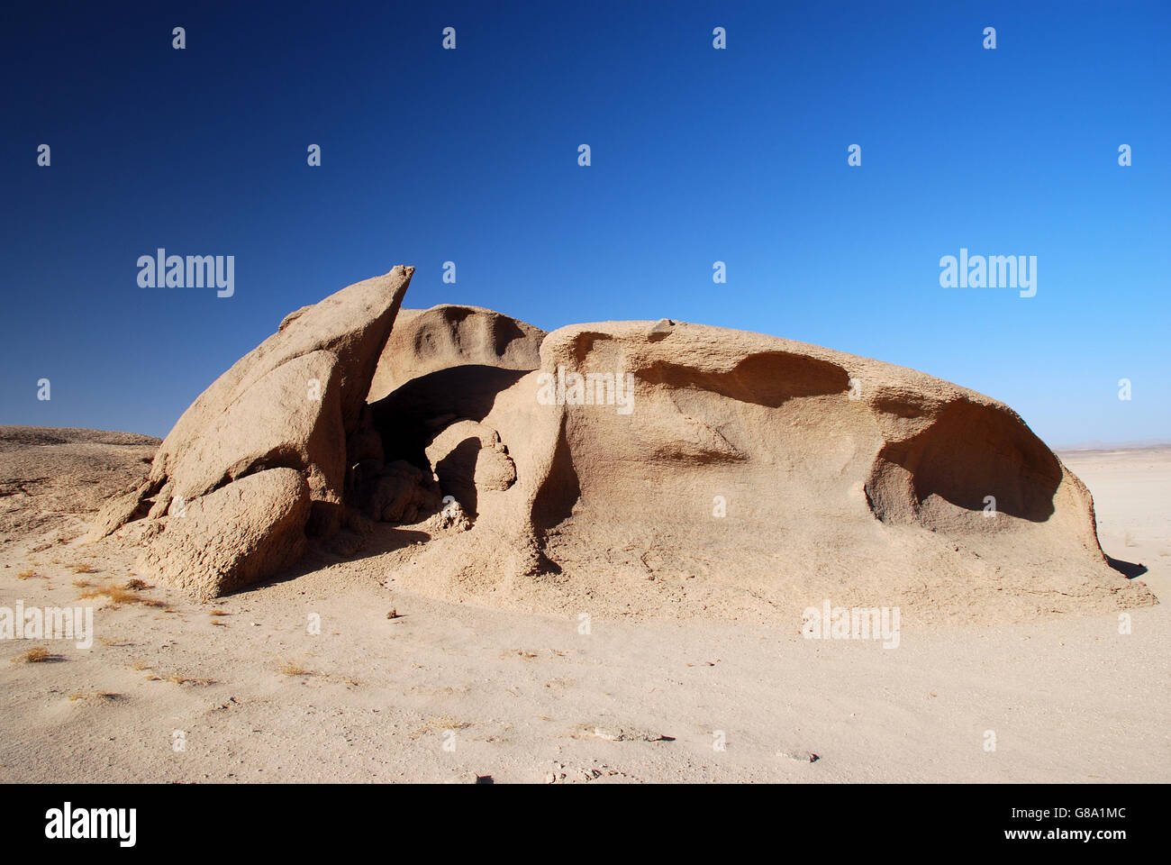 desert, Algeria, rock formation, eroded, erosion, stone, blue sky ...