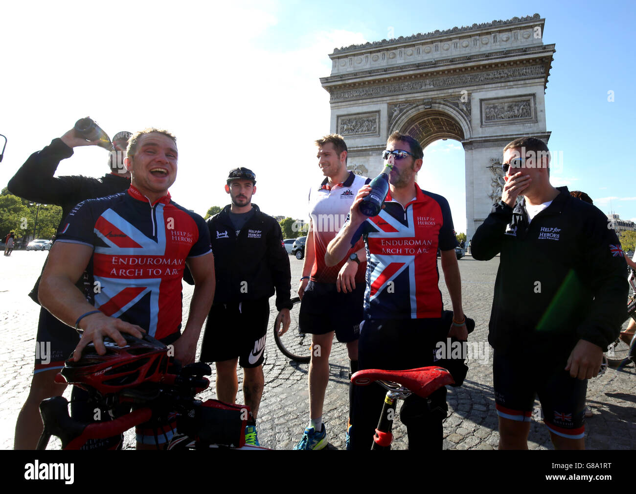 Help for Heroes Arch to Arc team Inspire celebrate reaching the Arc de ...