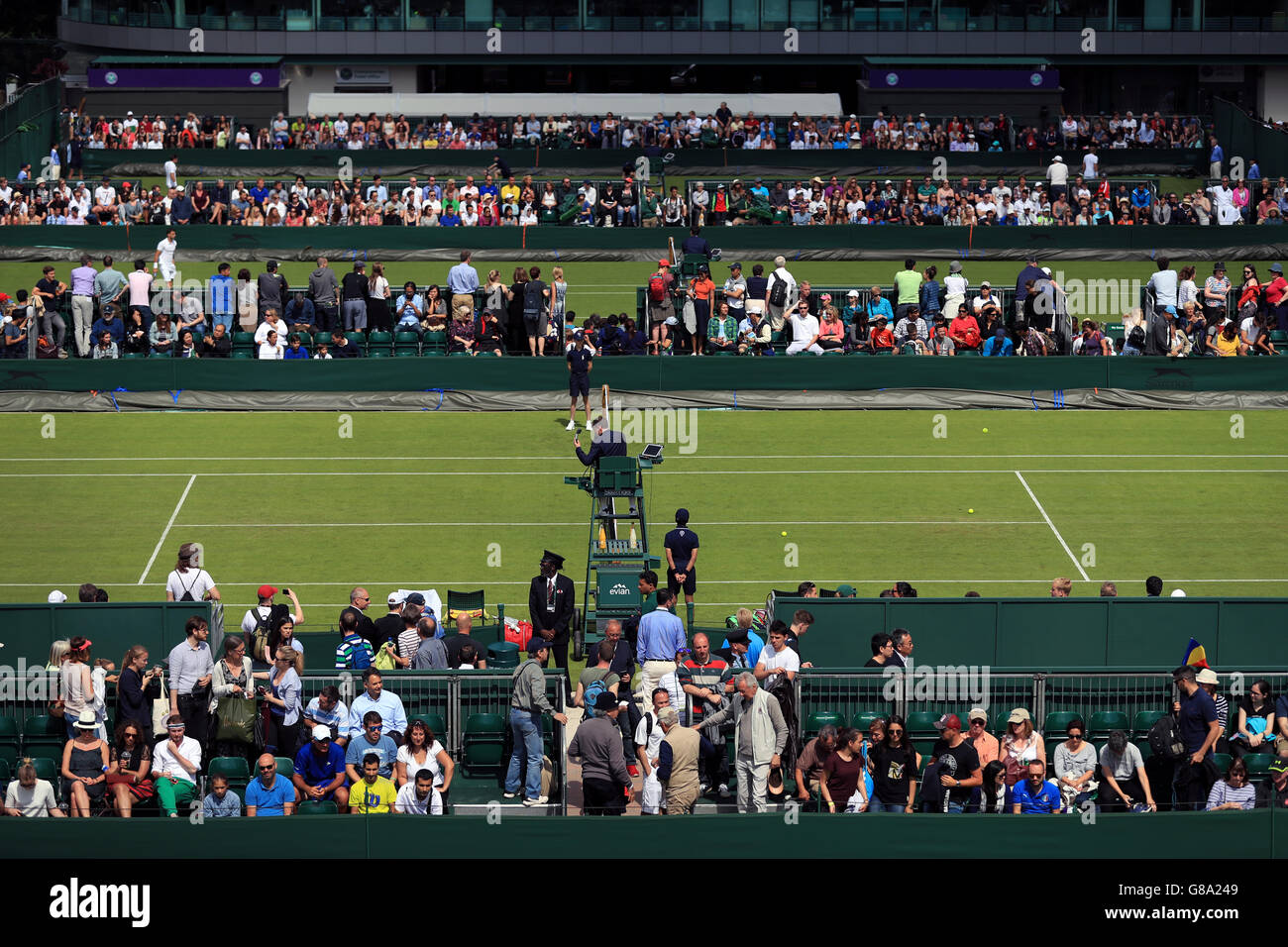 A general view of the action on the outside courts on day One of the ...