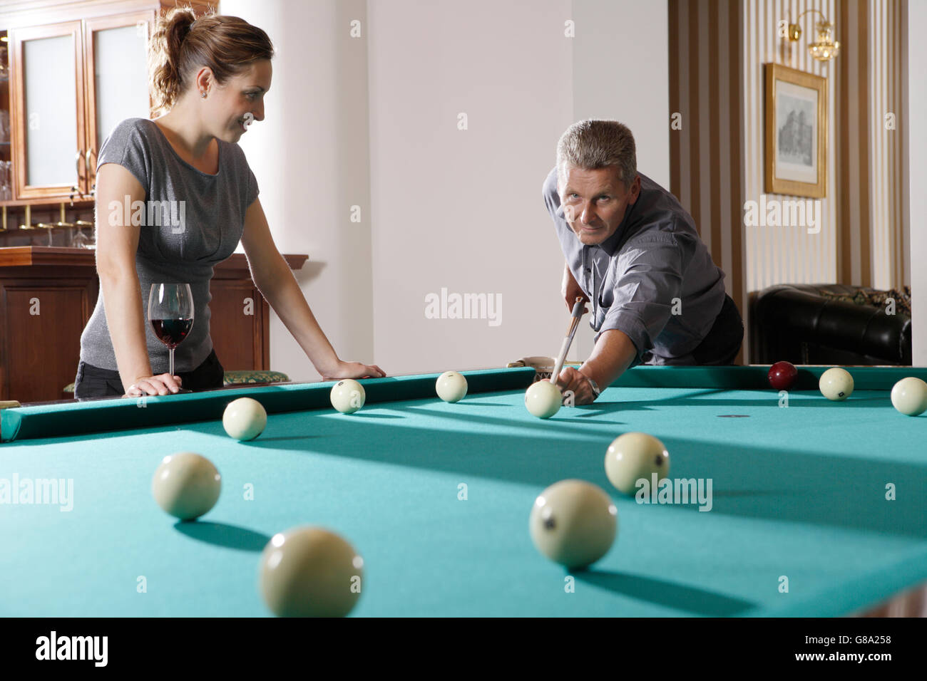 Billiards table balls woman hi-res stock photography and images - Alamy