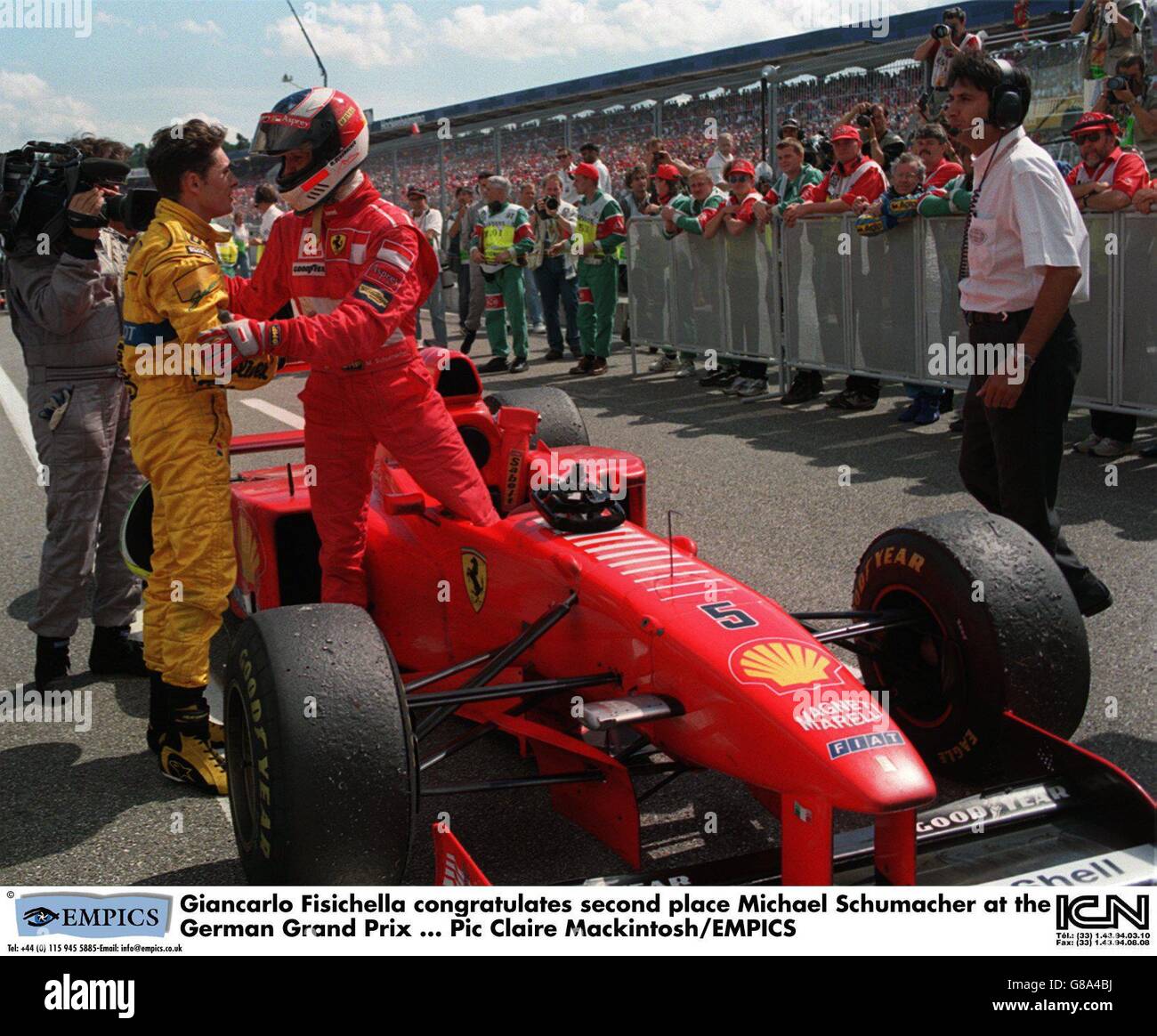 Motor Racing ... German Grand Prix. Giancarlo Fisichella congratulates ...