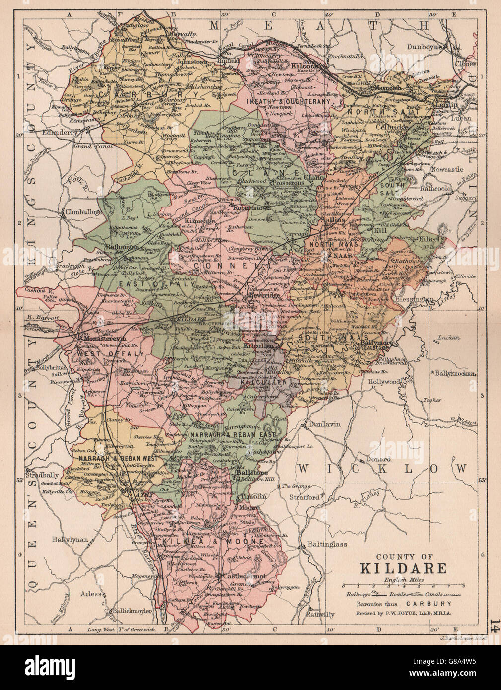 COUNTY KILDARE: Antique county map. Leinster. Ireland. BARTHOLOMEW ...