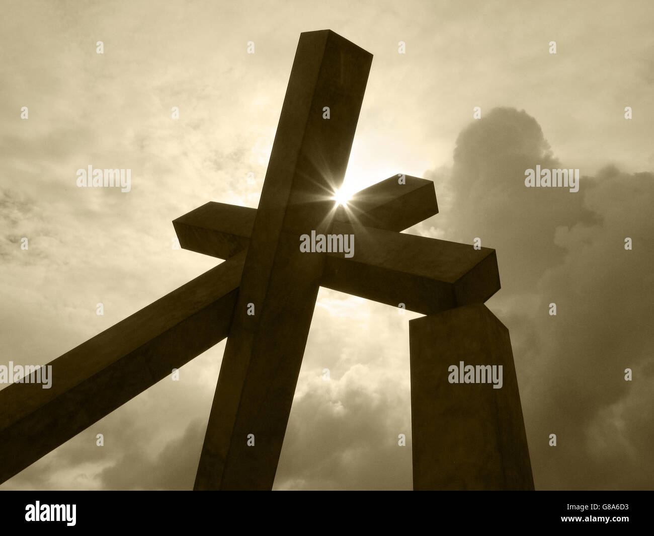 Catholic cross sculpture. Salvador da Bahia. Brazil. Backlight Stock ...