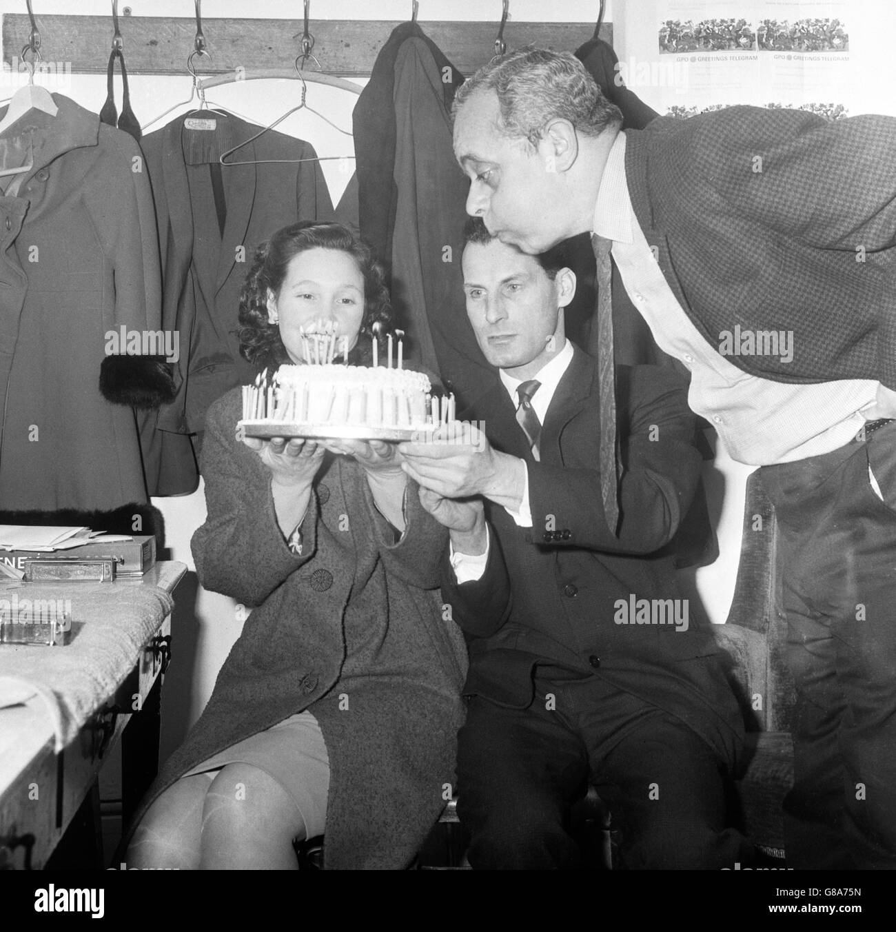 Larry adler blows out 52 candles on surprise birthday cake hi-res stock ...