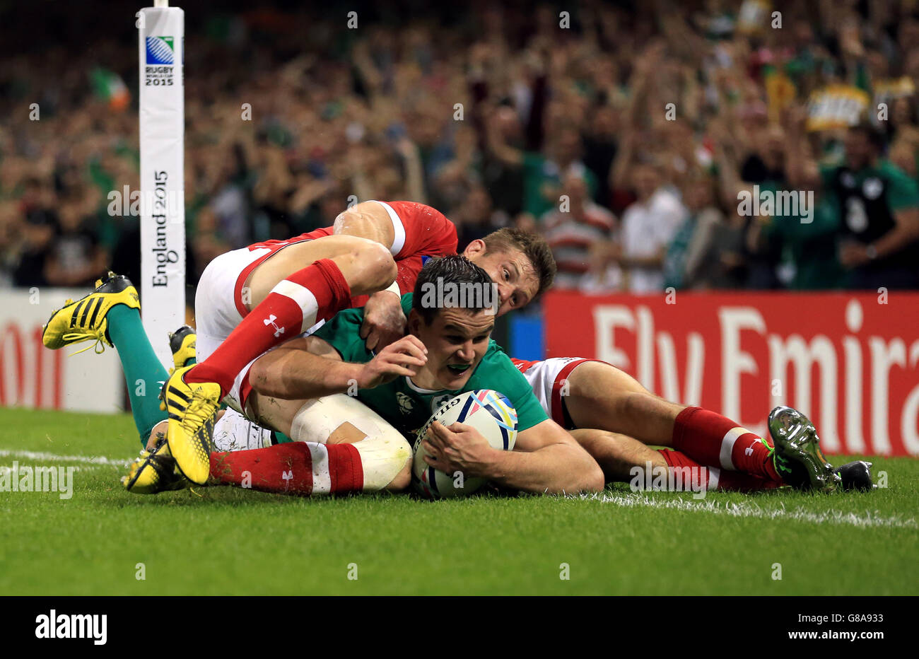 Irelands Johnny Sexton Scores His Sides Third Try Of The Game During