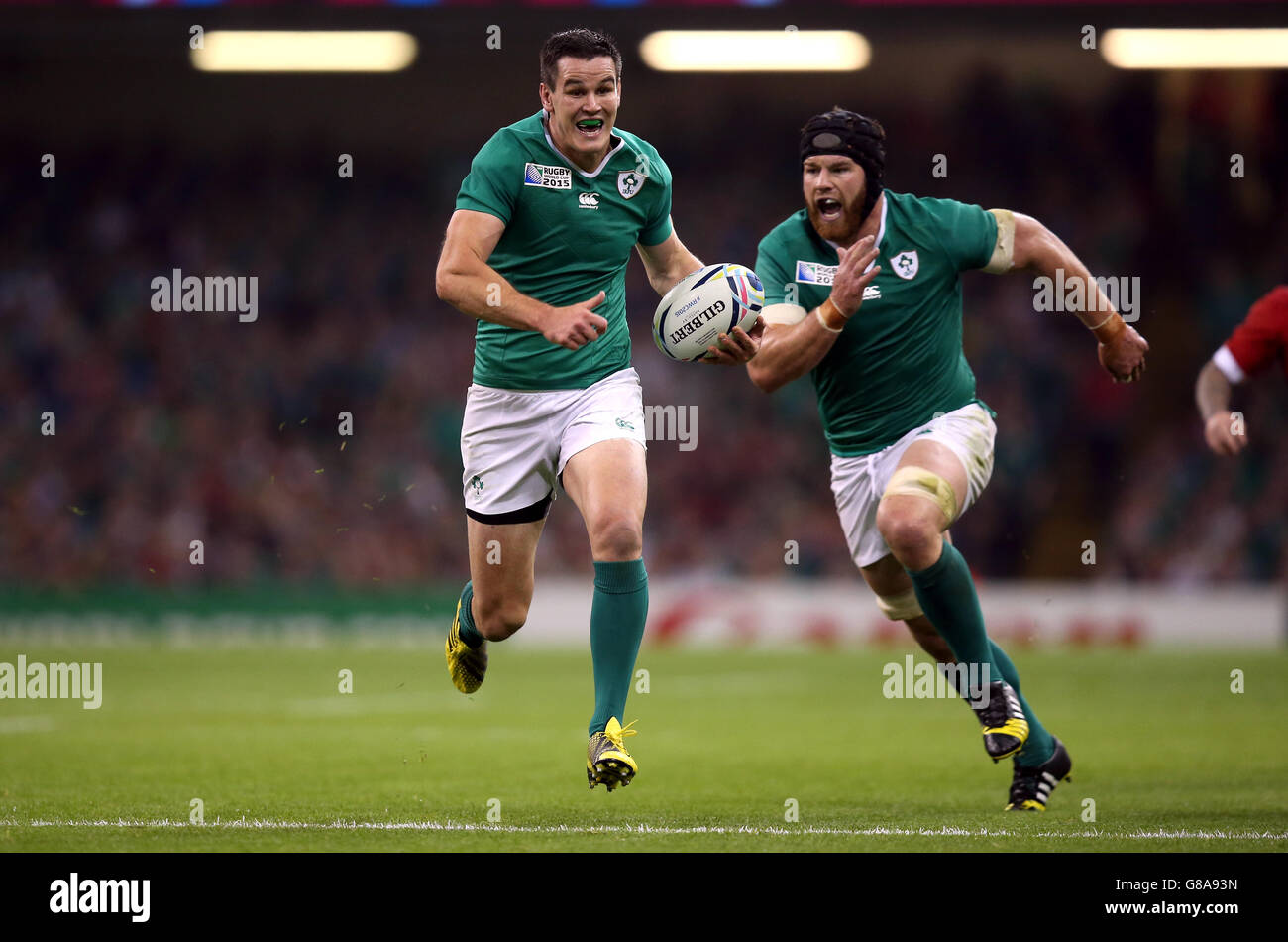Irelands Johnny Sexton Races Clear To Score His Sides Third Try Of