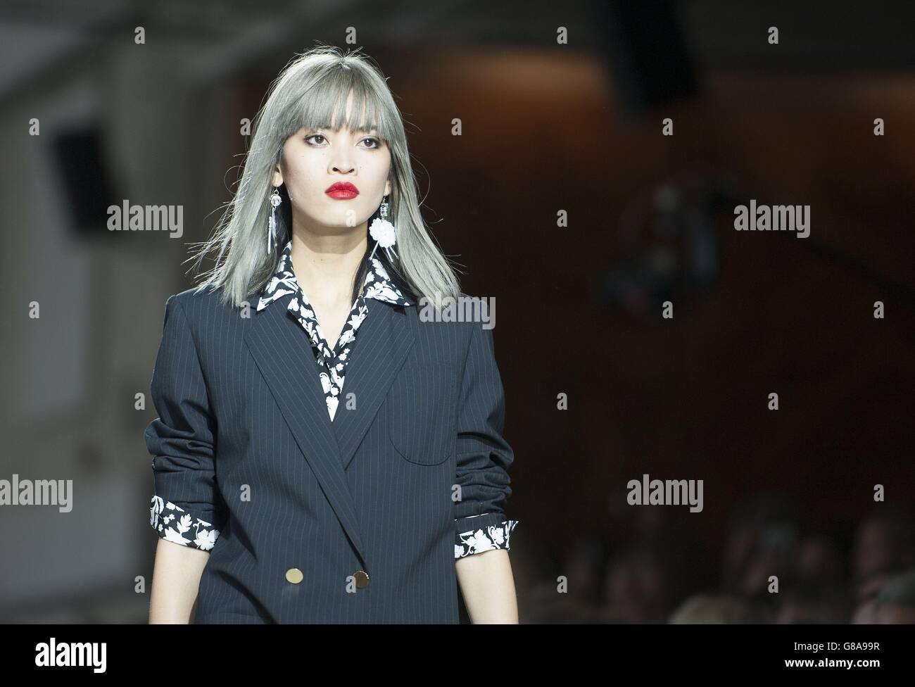 A model on the catwalk during the Topshop Unique Spring/Summer 2016 ...