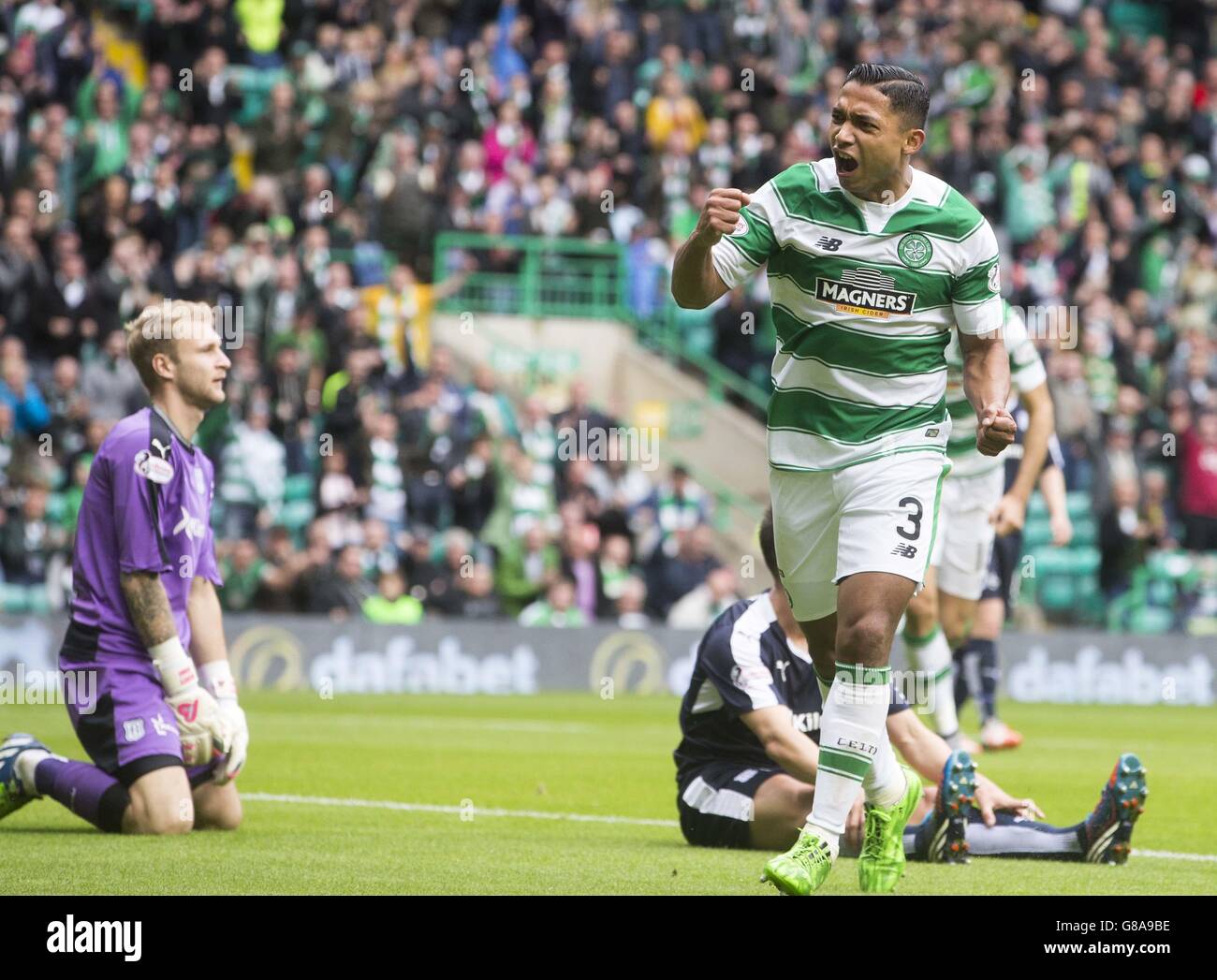 Celtic's Emilio Izaguirre celebrates scoring his side's third goal of ...