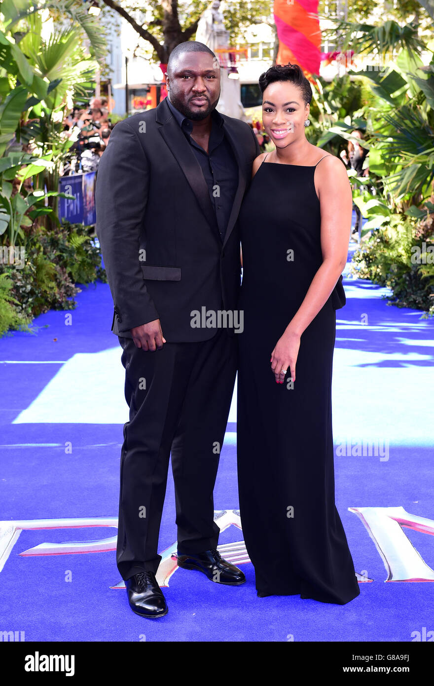 Nonso anozie and guest attending the world premiere of pan hi-res stock ...