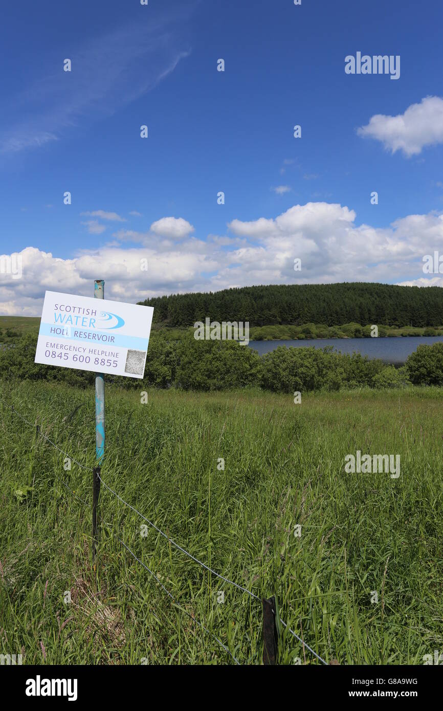 Scottish water sign by Holl Reservoir Lomond Hills Regional Park Fife ...