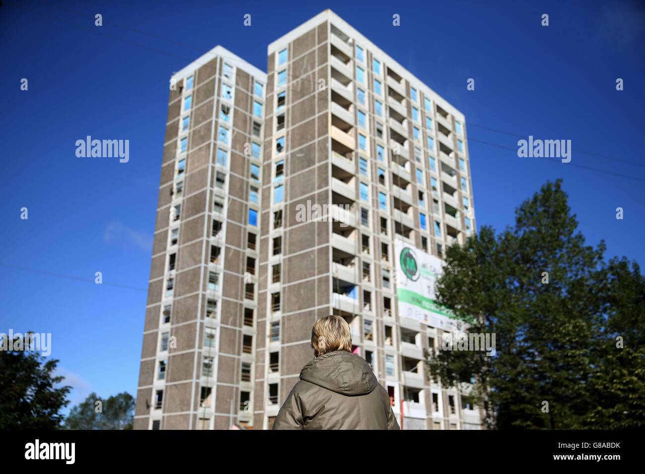 A view of Joseph Plunkett Tower in Ballymun, Dublin, as the last ...