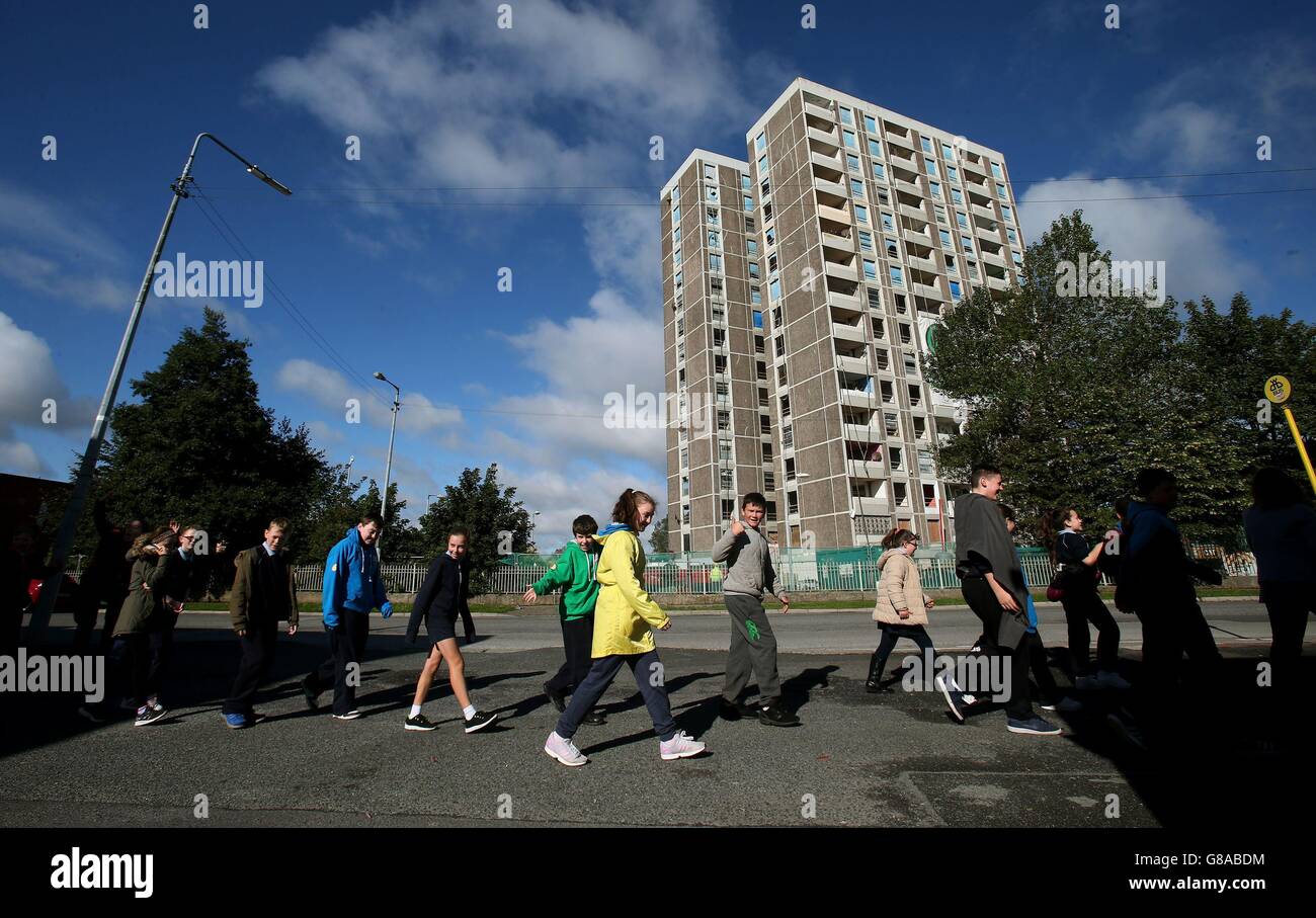 A view of Joseph Plunkett Tower in Ballymun, Dublin, as the last ...