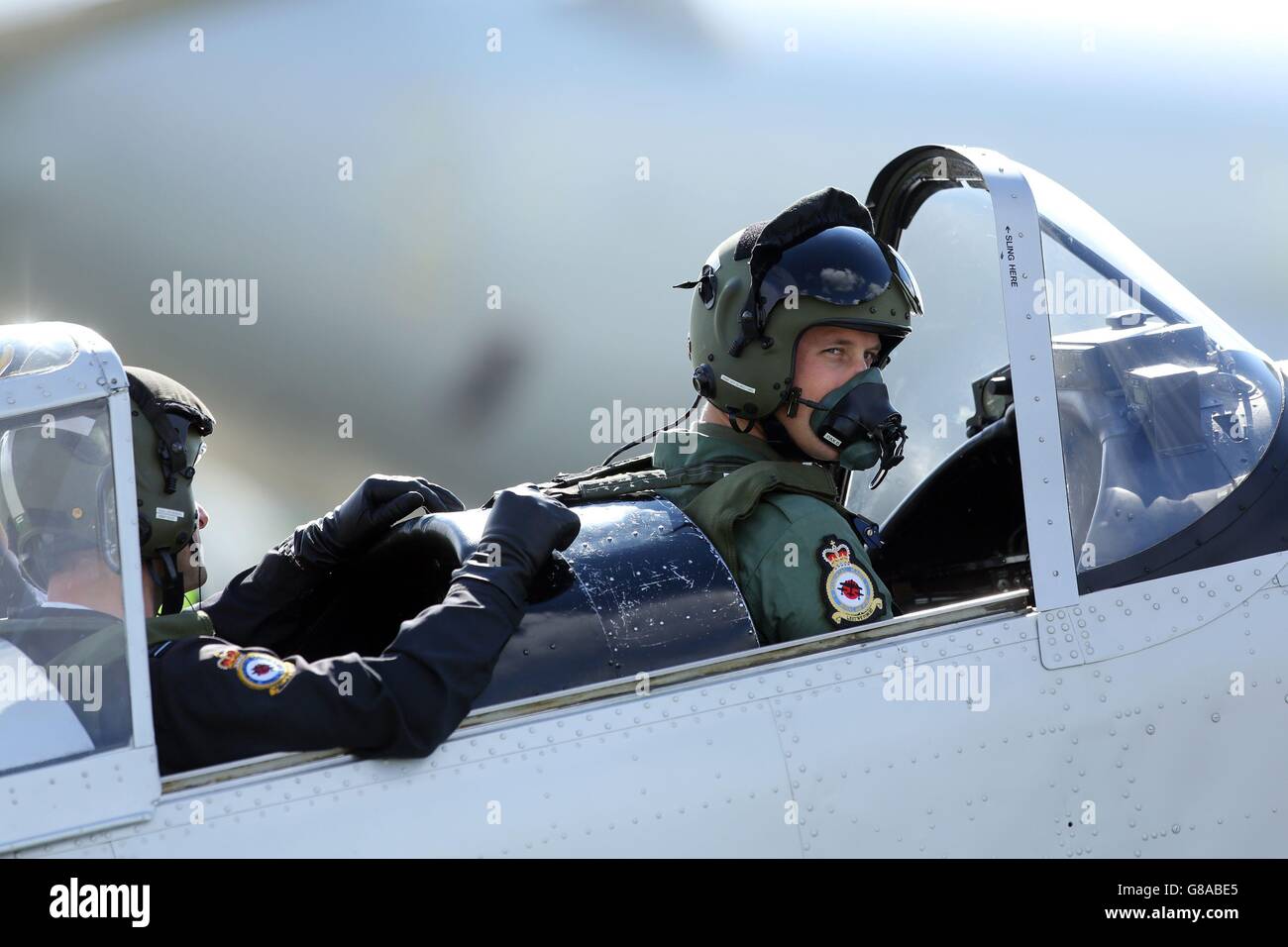 The Duke of Cambridge (right) in the cockpit of a Chipmunk plane with ...