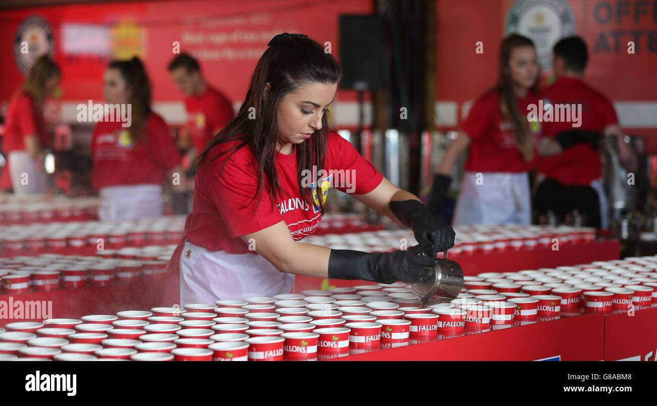A volunteer from Lidl's tea team who have beaten a Guinness World ...