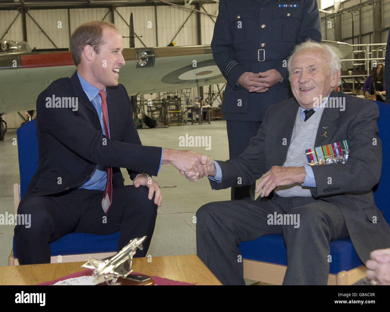 The Duke of Cambridge talks with with Battle of Britain pilots Ken ...
