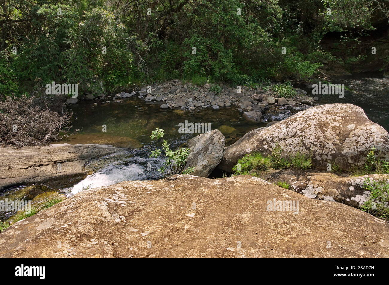 River and rocks in Giants Castle KwaZulu-Natal nature reserve ...