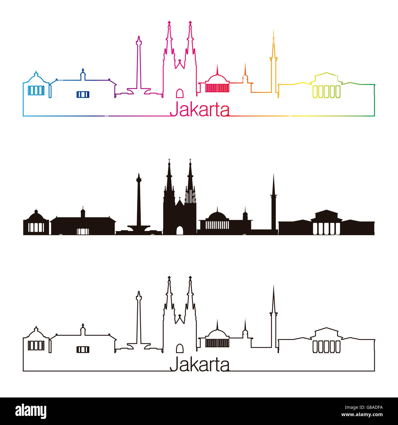 Vector illustration skyline jakarta indonesia hi-res stock photography ...