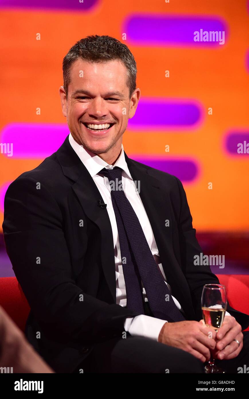 Matt damon during filming of the graham norton show hi-res stock ...