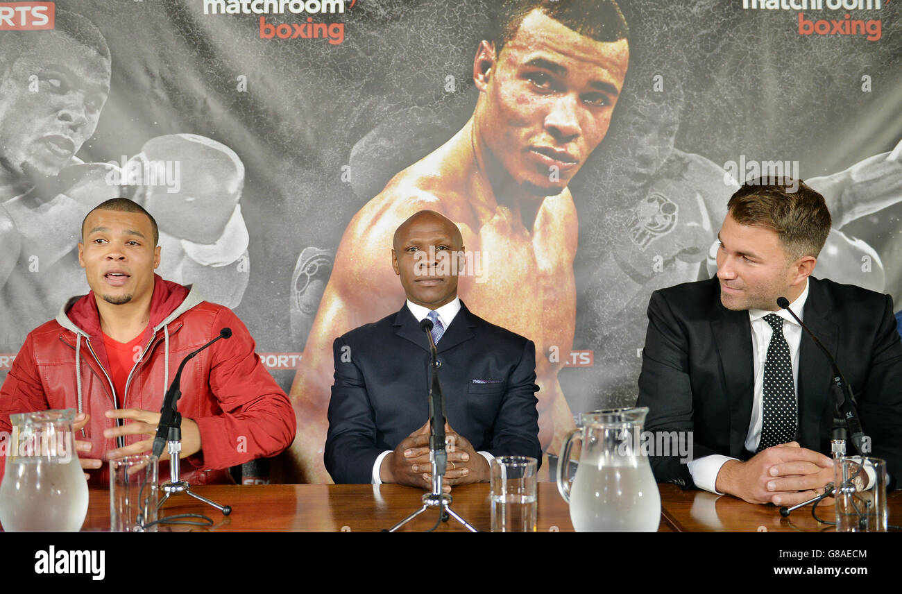 (From left to right) Chris Eubank Jnr with his father Chris Eubank Snr ...