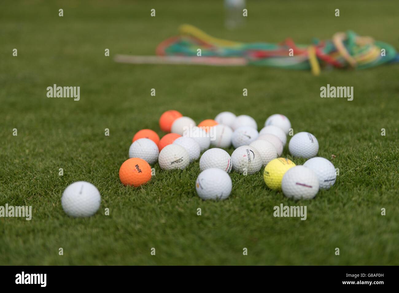 pile of golf balls | usage worldwide Stock Photo - Alamy