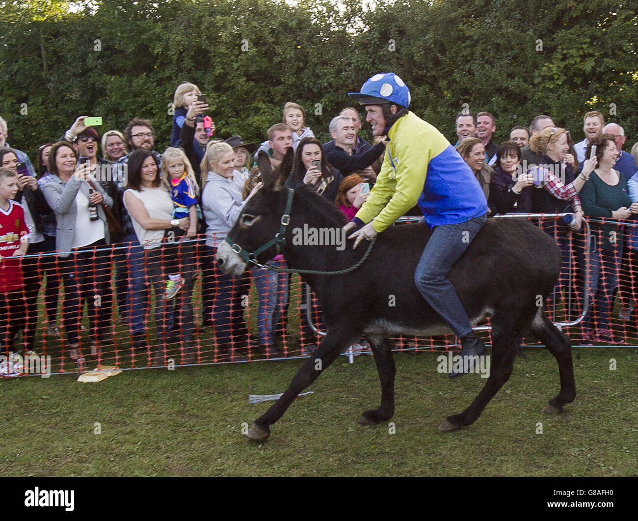 Champion jockey AP McCoy at a charity donkey derby event in Moneyglass ...
