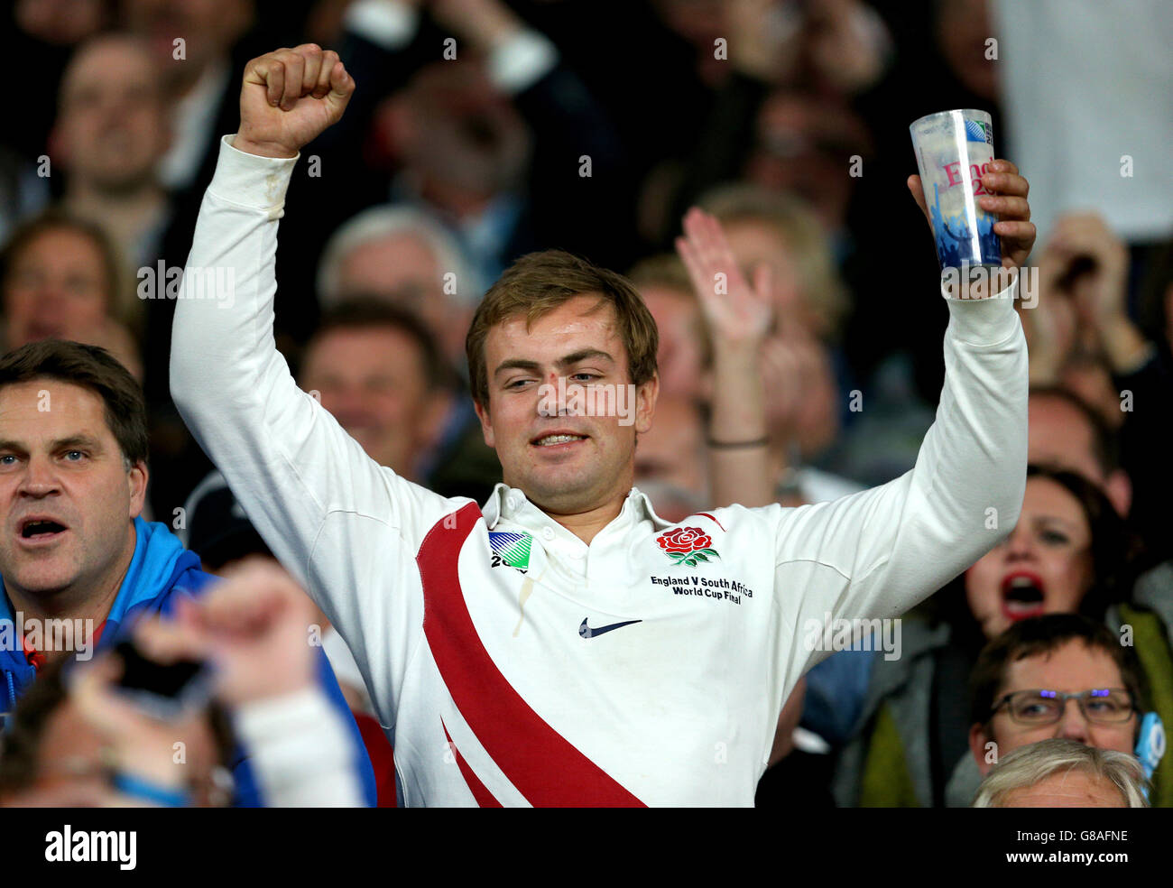 England fans in the stands during the Rugby World Cup match at ...
