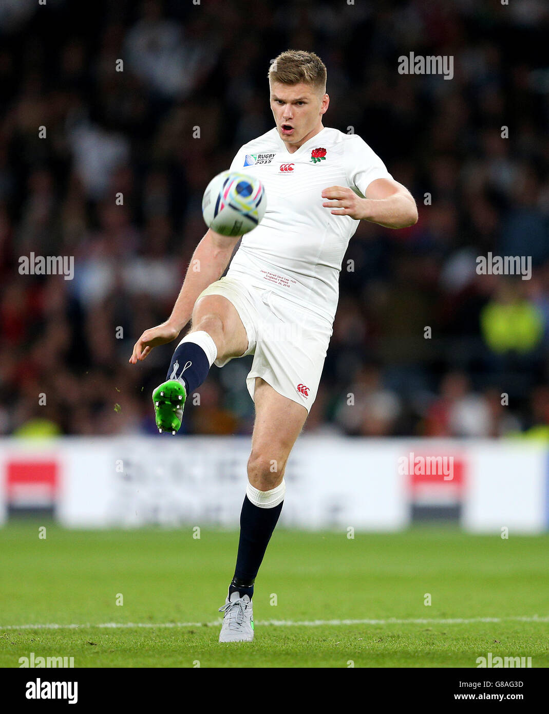 England's Owen Farrell in action during the Rugby World Cup match at ...