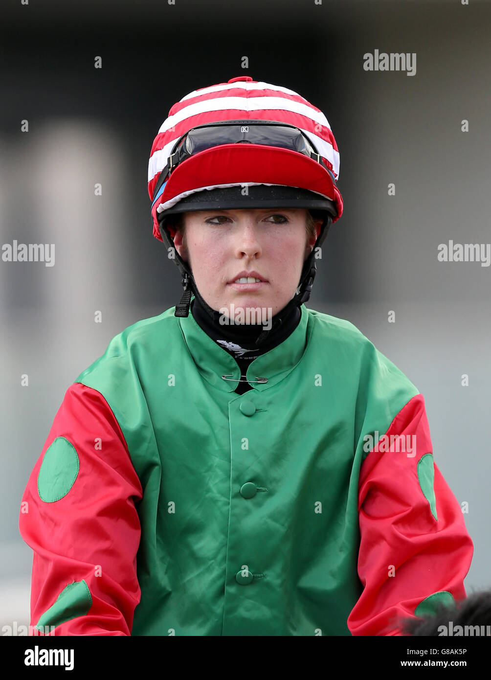 Jockey Katherine Begley during Betfred Ladies Day at Newbury Racecourse ...