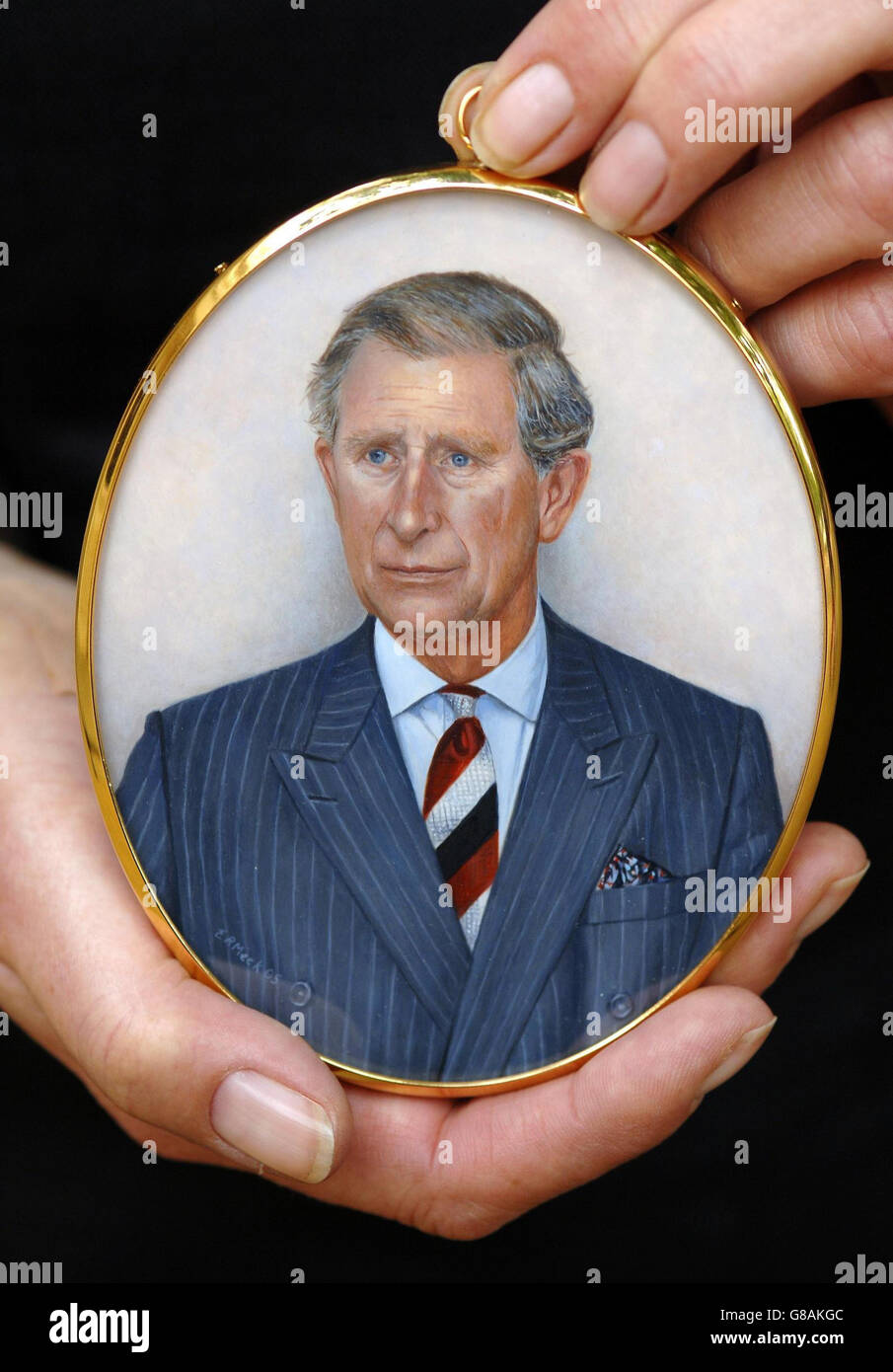 Elizabeth Meek holds her miniature of the Prince of Wales which ...