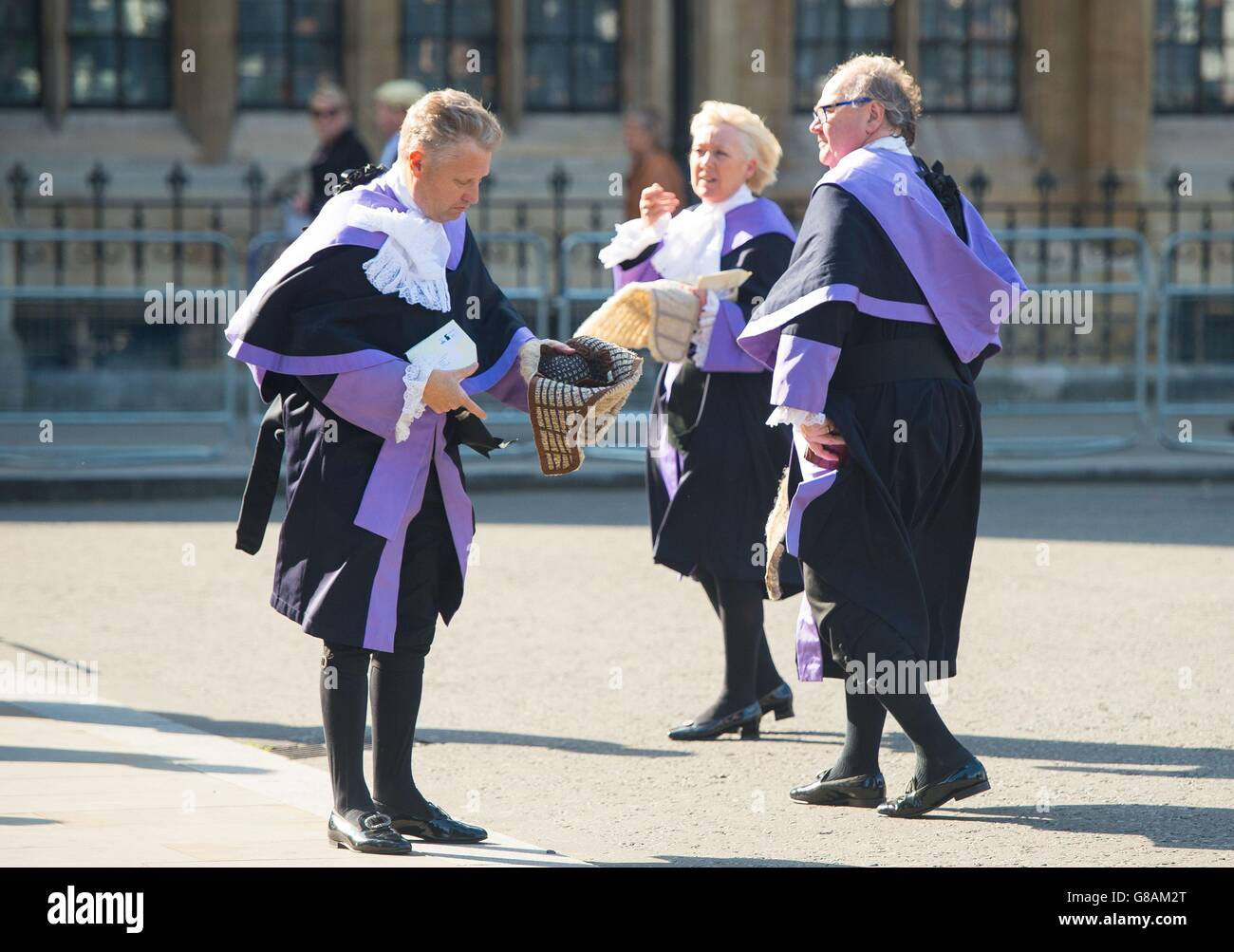 Judges and other members of the legal profession arrive at Westminster ...